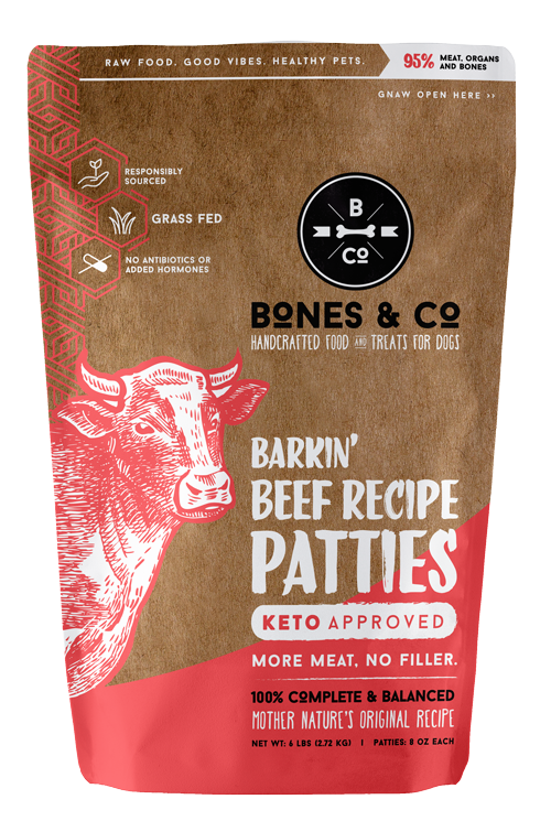 Bones & Co. Barkin' Beef Recipe Raw Frozen Patties Dog Food ...