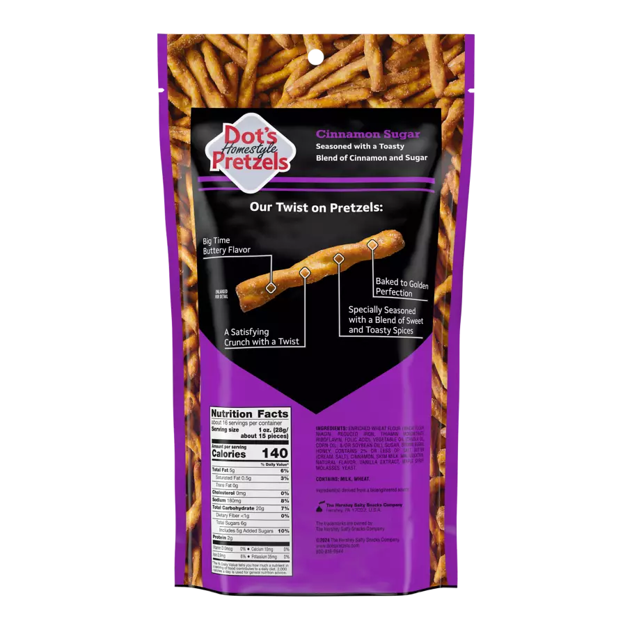 DOT'S HOMESTYLE PRETZELS Cinnamon Sugar Seasoned Pretzel Twists ...